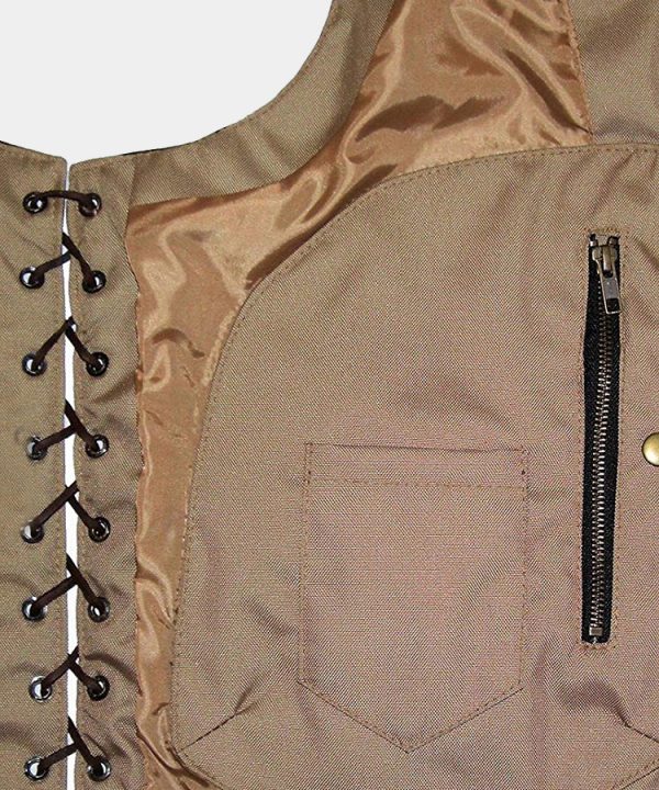 Men's Ten Pocket CC Retro Brown Buffalo Hide Leather Vest - Mready